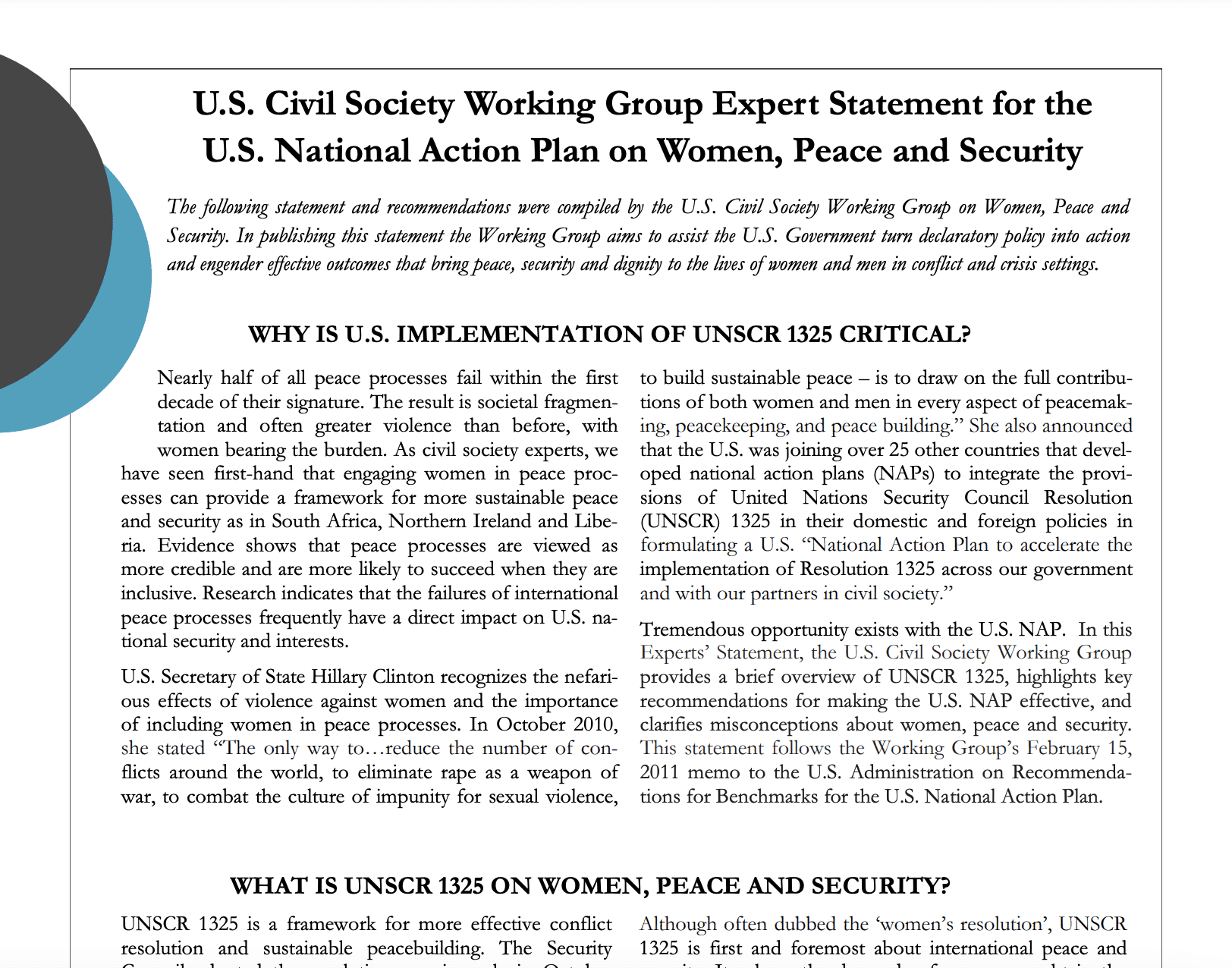 The “1325@25” Initiative - Women In International Security