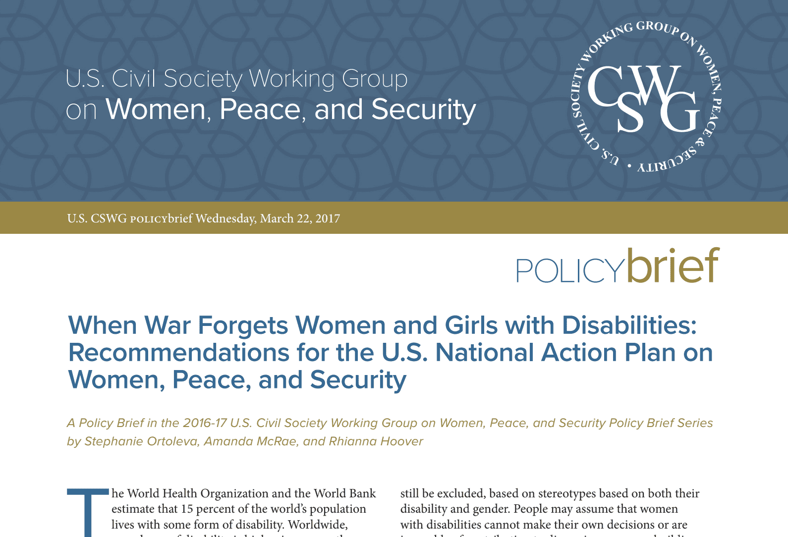 The “1325@25” Initiative - Women In International Security